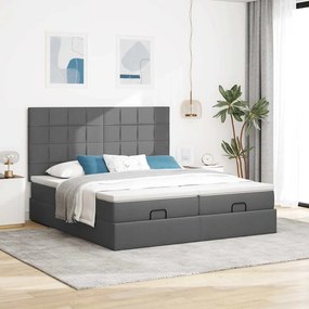 Osmanský rám postele s matrací tmavě šedá 160x200cm textil 3314535