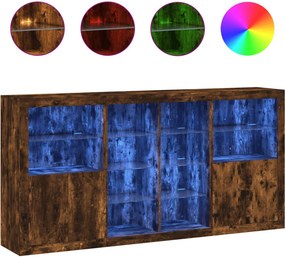 Příborník s LED osvětlením kouřový dub 202 x 37 x 100 cm 3209188