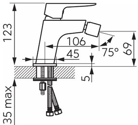 Ferro Vitto Verdeline, stojánková bidetová baterie, černá matná, BVI6VLBL