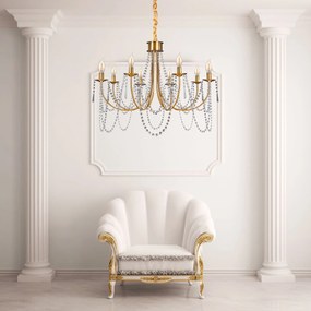 Toolight - Křišťálový lustr Glamour APP765, zlatá, OSW-08485
