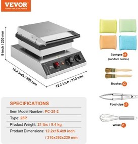 25PCS 43 mm Mini holandský palačinkář komerční Dorayaki Baker 1700 W