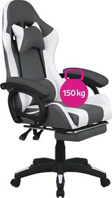 Kancelářské/herní křeslo s RGB LED podsvícením, černá/bílá, JOVELA