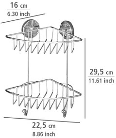 WENKO 20888100-Rohový regál VACUUM-LOC RUND STAH 22,5x29,5 cm lesk. chrom