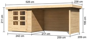 Dřevěný zahradní domek ASKOLA 3 s přístavkem 280 Lanitplast Smrk