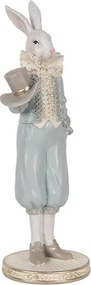 Dekorace figurka bílý králík v modrém obleku - 11*10*31 cm