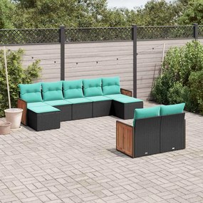 9dílná zahradní sedací souprava s polštáři černá polyratan 3228080