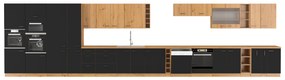 Horní rohová kuchyňská skříňka Miraluna (dub artisan + černá matná). 1062357
