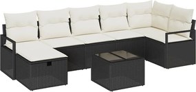 Set pohovek 8 ks 7-Počet míst Černá a krémová polyratan 3359206