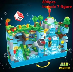 Stavebnice Minecraft s LED světýlky Varianta: 2 Džungle s vodopádem 898 Dílků
