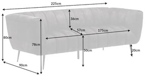 Designová sedačka Nikolai 225 cm šampaňský samet