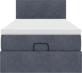 Osmanský rám postele s matrací tmavě šedá 100x200cm samet 3311682