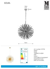 Markslöjd 107752 - Lustr na lanku SOLEIL 12xE14/20W/260V rose gold