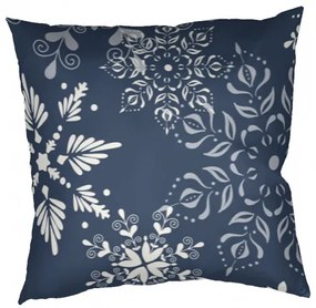 Dadka Povlak na polštář bavlna Snowflakes tmavě modré  50x70 cm