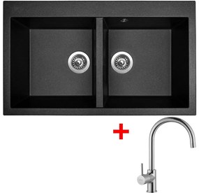 Set Sinks AMANDA 860 DUO Metalblack+VITALIA