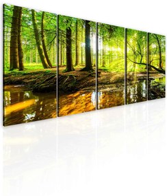 Pětidílný obraz lesní úsvit Velikost (šířka x výška): 200x90 cm