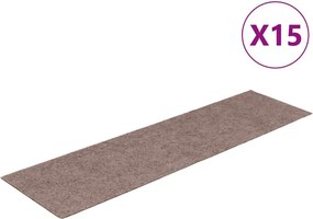 Schodové rohože samolepicí 15 ks 76 x 20 cm světle hnědé obdélníkové 326924