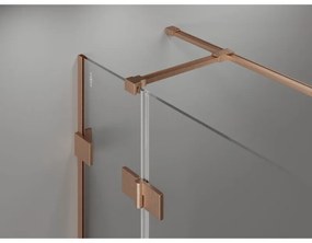 Mexen Lunar T, sklápěcí sprchový kout levý 110 x 110 cm, 8mm čiré sklo, profil měděná matná, 834T-110-110-65-00-L