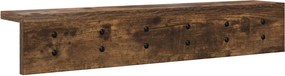 věšák, nástěnný, s poličkou, kompozitní dřevo, 10,5x60x10,5 cm, kouřový dub, Dekorino TK20260044