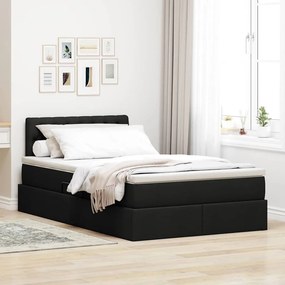 Postel s úložným prostorem a matrací Černá 120 x 200 cm Samet 3370565