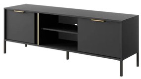TV skříňka/stolek Botkow 153 2D, Barva: antracit / antracit + zlatá