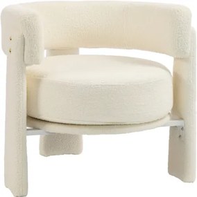 HOMCOM obývací křeslo s potahem z teddy-fleece, bederní polštář, hluboké sedadlo, tlusté polstrování a loketní opěrky, krémově bílá