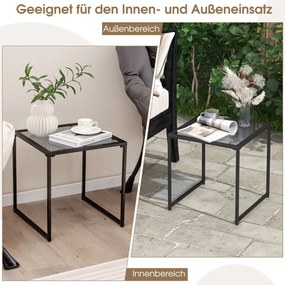 Costway Odkládací stolek malý s deskou z tvrzeného skla – 43 × 43 × 45 cm, černý