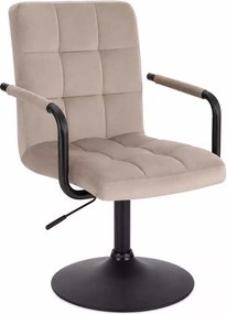 LuxuryForm DESIGN Otočná židle VERONA BLACK VELUR na černém talíři - latte