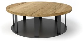 Dubový konferenční stolek Low Cage z masivu Rozměr: 500 x 500 x 300, Barva oceli: Matná antracit, Barva dřeva: Kouřová šedá