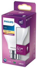 Philips LED žárovka Classic B22 A60 7W 2700K matná