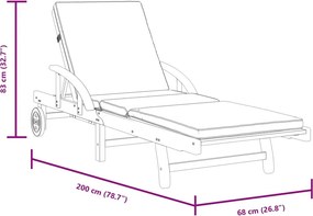 Zahradní lehátka 2 ks s poduškami 200x68x83 cm masivní akácie 3206373