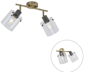 Designové stropní bodové svítidlo bronzové s čirým sklem 2-světelné - Domo