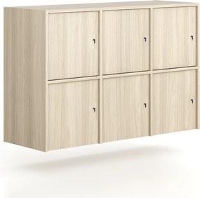 Nástavba pro skříně FRAME, 6x dveře, 1299 x 450 x 854 mm, cylindrický zámek, dub přírodní