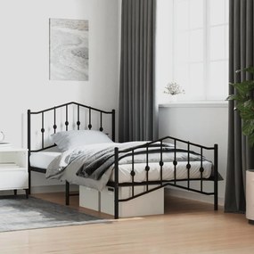 vidaXL Kovový rám postele s hlavovým a nožním čelem 100 x 190 cm [373850] Barva: Černá