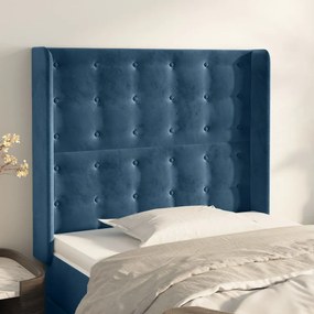 Čelo postele typu ušák tmavě modrá 83x16x118/128 cm samet 3120048