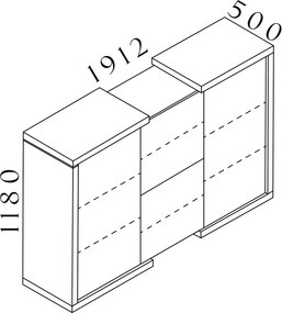 Střední skříň Lineart 191,2 x 50 x 118 cm, jilm světlý / bílá