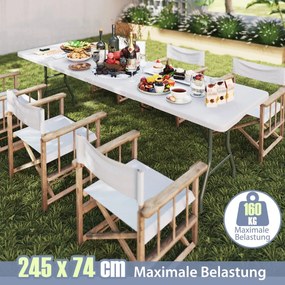 Costway XXL zahradní stůl s HDPE stolní deskou a rukojetí, skládací párty