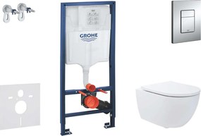 SANITINO - Set předstěnové instalace, klozetu Oudee a sedátka softclose, tlačítko Skate Cosmopolitan, chrom SANI11BA1113