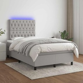 Box spring postel s matrací a LED světle šedá 120x190 cm textil 3270218