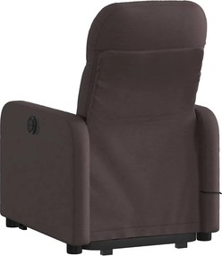 Zvedací masážní polohovací křeslo tmavě hnědé textil 3206809