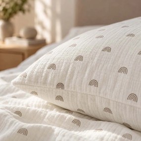 Mušelínové prodloužené povlečení Duha - hnědé Velikost: 140 x 220 + 70 x 90