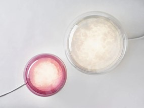 Brokis Macaron, skleněná stolní/stojací lampa, Ø 300 mm Barva skla: Tmavá Rosé, Základna: Onyx bílý, Disk: Onyx medový