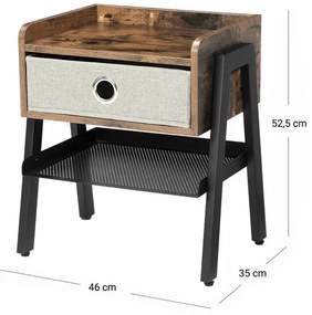 Noční stolek Pansy se zásuvkou (hnědá, 46x52x35 cm)