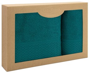 BAVLNĚNÉ RUČNÍKY SOLANO SADA 1 KS 50X90 CM, 1 KS 70X140 CM TMAVĚTYRKYSOVÁ