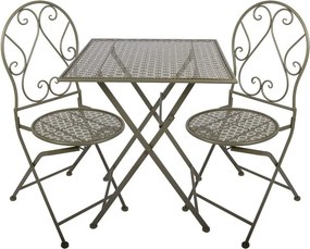Zelený skládací zahradní Bistro set stůl a 2 židle - 60*60*70cm / 50*40*93 cm