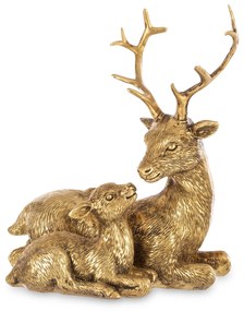Figurka jelen s mládětem ve zlaté barvě 160154