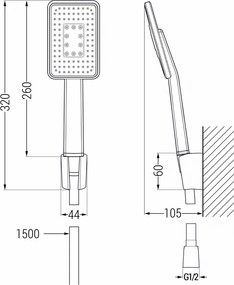 Mexen příslušenství - 1-bodový ruční sprchový set R-54, bílá/chrom, 785545052-21