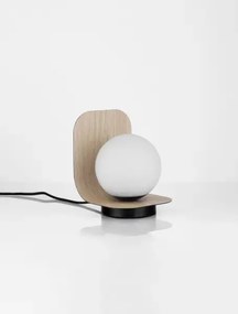 LED dřevěno-černá stolní lampa Kamen