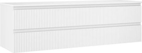 Mexen Rivel koupelnová skříňka pod umyvadlo 160 cm s deskou, 2 zásuvky, rýhovaná, bílá mat - 91A20-16047-2-BFFC01