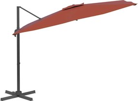 vidaXL Konzolový slunečník s LED terakotový 400 x 300 cm [319934]
