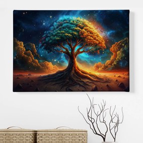 Obraz na plátně - Košatý strom života Vesmírný dotek FeelHappy.cz Velikost obrazu: 120 x 80 cm